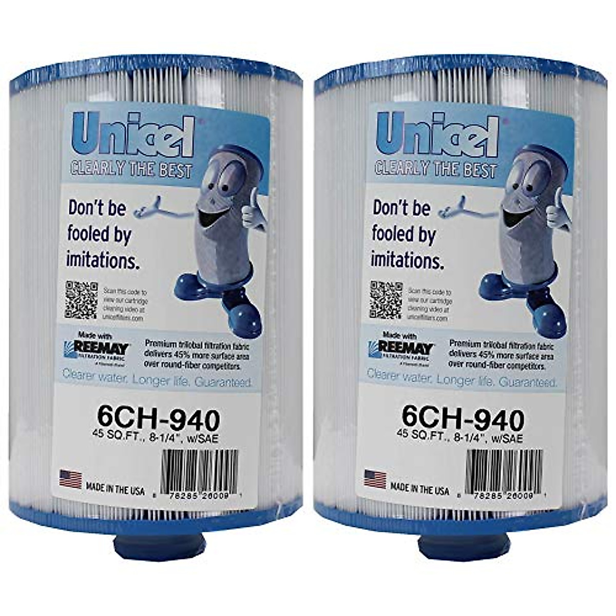 Unicel 8.25 by 6 Inch Hot Tub and Spa Filter Replacement Cartridge with High Quality Media for Multiple Filter Models, 2 Pack