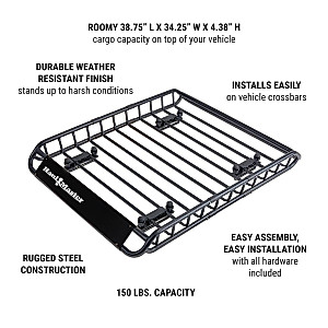 Roof Mounted Steel Cargo Storage Carrier 150 Lb. Capacity Adds 10 Square Feet of Storage