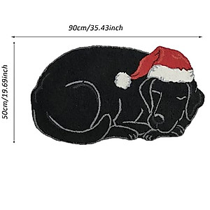 Christmas Dog Rug, 35×20'' Fun Dog Carpet Door Mat, Non Slip Washable Welcome Door Mat, Cute Christmas Winter Doormats for Indoor Outdoor Entrance Home Bathroom Bathroom Living Room (C)