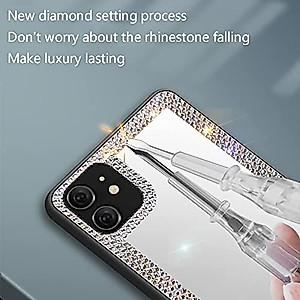 Cavdycidy iPhone 11 Mirror Case Bling with Diamond,Bling Acrylic Mirror Phone Case Crystal That Can Be Used for Outdoor Makeup for Women Girl Who Love Beauty(Bling Diamond Mirror)