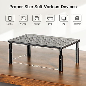 Monitor Stand, Monitor Stand Riser 3 Height Adjustable, Monitor Riser with Airflow Vents, Laptop Stand for Desk, Laptop Riser, Desk Organizer for Monitor, 15.6" Laptop, PC, Printer