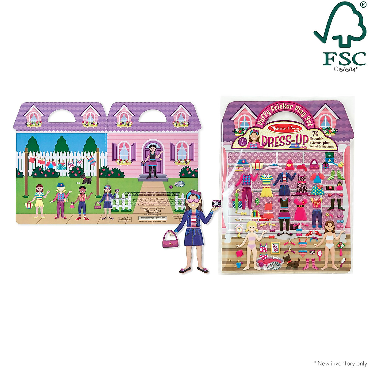 Melissa & Doug Puffy Sticker Activity Book: Dress-Up - 76 Reusable Stickers - FSC Certified