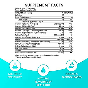 Sugarbear Hair Vegan Vitamin Gummies for Normal Hair Growth Vitamin C, Biotin, B12, Zinc, Iodine, Folic Acid, Coconut Oil, Hair and Nails Supplement for Women & Men 75ct(1 Month Supply + 7 Bonus Days)