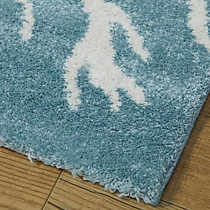 Balta Rugs Caistor Coastal Coral Print Area Rug, Light Blue, 7' 10" x 10'