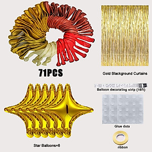 WECEPAR Balloon Garland Arch kit 84 pcs with Ruby Red and Gold Balloon, Star Balloon Confetti Balloons Gold Sequin Table Runner and Background Curtain for Birthday Party, Wedding, Christmas, New Year