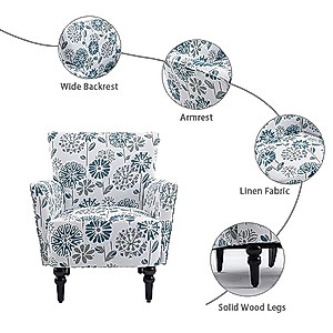 HEAVYSEVEN Accent Chairs for Bedroom, Modern Arm Chair for Living Room, Linen Fabric Comfy Reading Chair, Comfortable Sofa Chair, Upholstered Single Sofa (Multicolor)