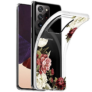 Ueokeird Phone Case for Galaxy Note 20 Ultra/Note 20 Ultra 5G Case Girls, Slim Shockproof Clear Floral Pattern Soft Flexible TPU Protective Cover for Samsung Galaxy Note 20 Ultra (Blossom Flower)