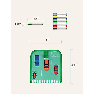 CALMSEN Portable Kids Drawing Pad, Erasable Toddler Art Supplies with 12 Colored Erasable Pens, Kids Art Supplies, Crafts Kits for Kids, Birthday Gift for Girls Boys Ages 3, 4, 5, 6, 7, 8-8.5"x8.3"