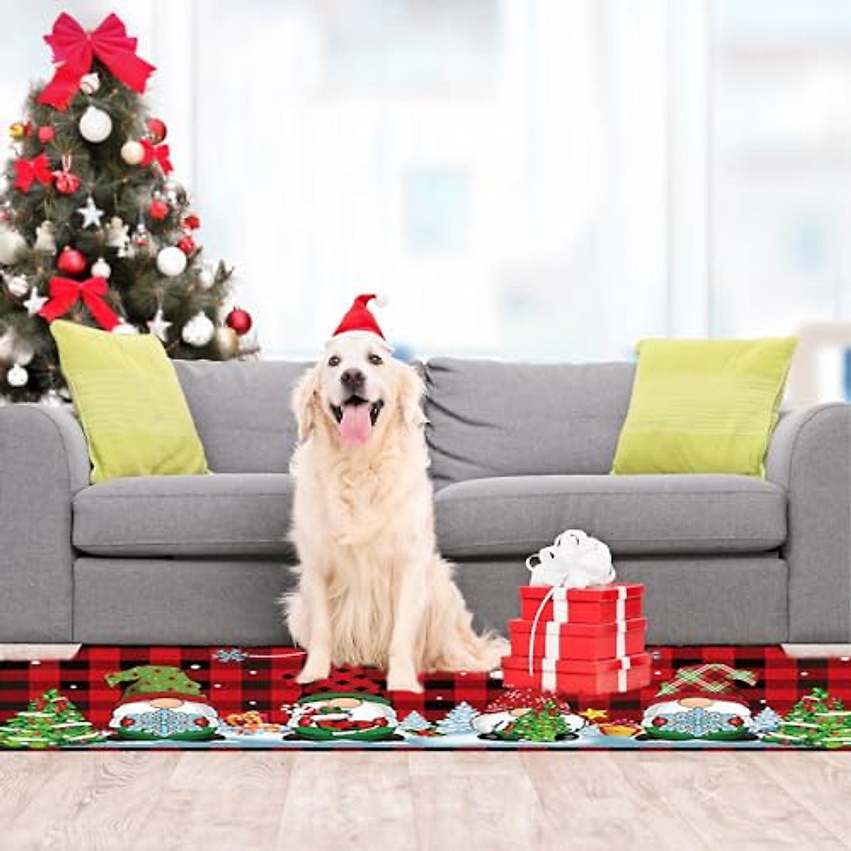 Valcatch Christmas Kitchen Rug, Non Slip Kitchen Mat 2 Pieces, Christmas Decor for Kitchen, Kitchen Rugs and Mats Washable, Comfort Standing Runner Mats for Laundry, Sink, Bathroom(Christmas 01)