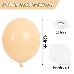 RUBFAC 120pcs Nude Balloons 12 Inches Latex Beige Balloons, Matte Retro Apricot Balloons for Birthday Baby Shower Graduation Anniversary Wedding Party Supplies Arch Garland Decoration