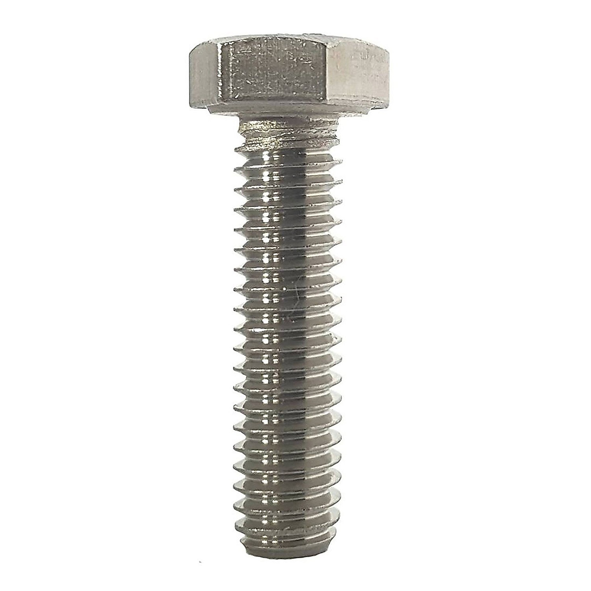 3/8-16 x 1/2" Hex Head Cap Screw Bolts, External Hex Drive, Stainless Steel 18-8, Full Thread, Bright Finish, Flat Point, Quantity 10 by Fastenere