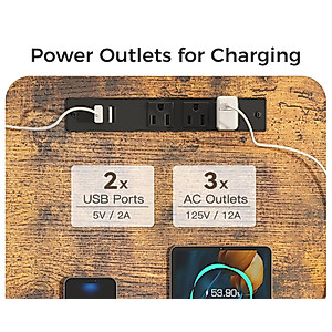 Casaottima 40 inch Computer Desk, Modern Simple Style Desk for Home Office, Study Student Writing Desk with Charging Station Outlets Built in, Rustic