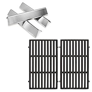 QuliMetal Stainless Steel Flavor Bars and 7637 Cooking Grates for Weber Spirit 200, Spirit E-210, E-220, Spirit S-210, S-220, Spirit II 200 Series Gas Grills with Up Front Control