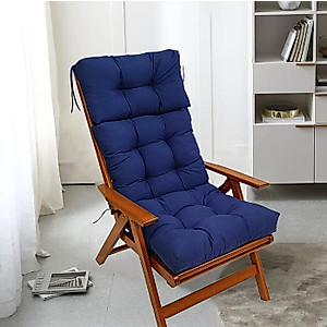 High Back Chair Cushion 52 Inch, Deep Seat Patio Seat and Back Cushion, Non-Slip Rocking Chair Cushion, High Back Patio Garden Lounger Chair Cushions (Navy Blue, 52x22 in)