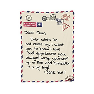 Poitvd Throw Blankets Anniversary Birthday Gift for Mom from Daughter Son, Dear Mom Blanket for Mother's Day
