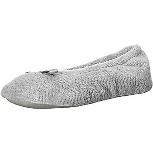 Isotoner Womens Moisture Wicking And Suede Sole For Comfort Slipper, Light Grey, 8-9 US