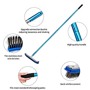 Pool Brush, 6.7FT Swimming Pool Brush, Pool Accessories, Pool Brush Head for Inground Pools, Pool Scrub Head, Pool Brush with Pole for Inground, Swimming Pool, Walls, Tiles