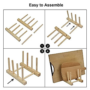 ChengFu Bamboo Wooden Baby Plate Holder, Baby Plate Rack, Baby Plate Stand, Baby Plate Organizers, Kitchen Cabinet Organizer for Dish, Baby Plate, Bowl, Cup Pot, Lid, Book