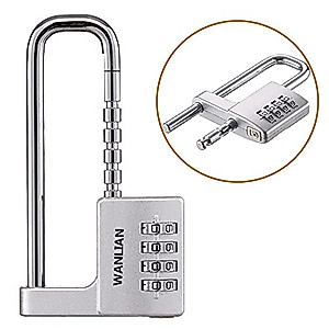 Padlock, Combination Lock, 4 Digit Combination Padlock, 2-1/2" (64mm) Wide Body. 3/8 inch Stainless Steel Retractable Long Shackle is Suitable for Outdoor, School, Gym, Sports lockers, Fences,