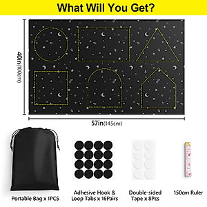 FADOTY 100% Blackout Window Cover 40" x 57" Travel Blackout Curtains for Bedroom Dorm Room Windows Temporary Blackout Blinds Shades for Night Shift Worker Traveler Black & Star