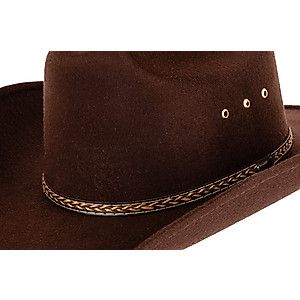 Queue Essentials Western Style Pinch Front Straw Canvas Cowboy Cowgirl Straw Hat (Felt Brown, LXL)