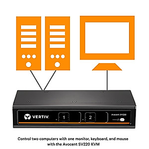 Vertiv Avocent 2-Port DVI-I 4K Ultra HD KVM Switch (SV220)
