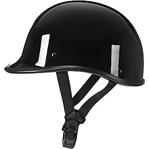 YMKJGZS Beanie Motorcycle Half Helmet Half Helmet Polo Cap Half Shell Open Face Motorcycle Helmet - DOT Approved Lightweight Cool German Style Helmet, for Men and Women Chopper Moped (B,2XL)