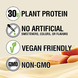 Lean Body Ready-to-Drink, Plant-Based Vegan Vanilla Caramel Protein Shake, 30g Protein, No Artificial Flavors, Sweeteners or Colors, Non GMO, Gluten Free, Premium Pea & Rice Blend (Pack of 12)