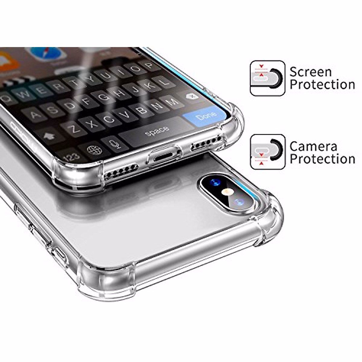 STORM BUY Phone Case Compatible for [ iPhone Xs Max ], Crystal Clear Hard Back Cover with 4 Corners Shockproof Protection Clear Case for iPhone Xs Max, 6.5 inches-CL