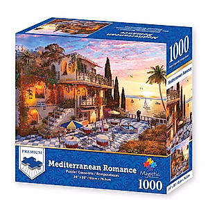 Majestic by Springbok - Mediterranean Romance 1000 Piece Jigsaw Puzzle for Adults - Escape in a Romantic Scene of a Warm Sunset on The Mediterranean Coast