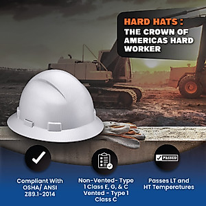 Acerpal Updated Vented Full Brim Hard Hat, Light Grey Carbon Fiber Gloss, Padded, OSHA Construction Safety Approved Hardhats, Hard Hats for Men, Cascos De Construccion Helmet.