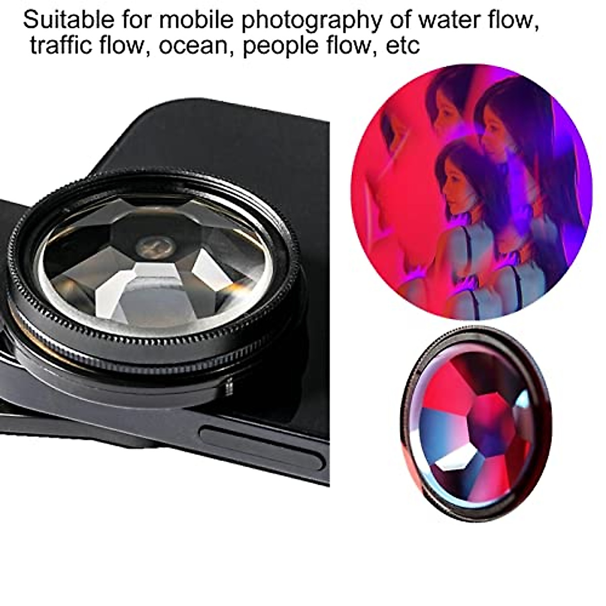 Mobile Camera Lens, Cell Phone Camera Lens Octahedral Kaleidoscope Multi Image External Filter Lens for Smart Phone