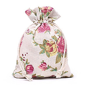 Burlaps Bags with Drawstrings- Jewelry Pounches Sacks Fabric Linen Packing Storage Gift Bag for Wedding Party Shower Christmas Birthday Thanksgiving Halloween DIY Craft, 27 Pcs (5 x 7 inch)