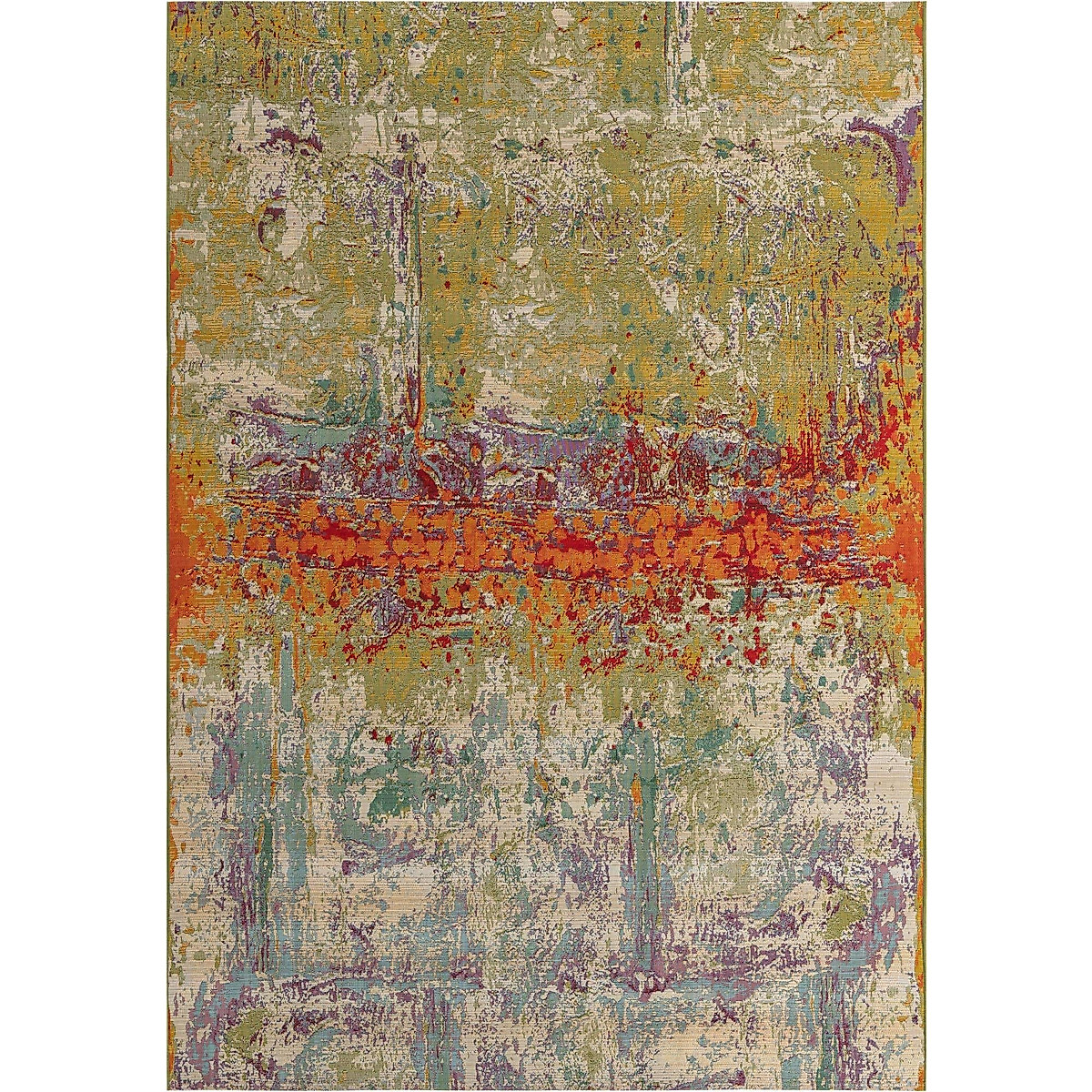 Unique Loom Outdoor Modern Collection Area Rug - Crumpled (7' 1" x 10' Rectangle, Multi/ Gold)