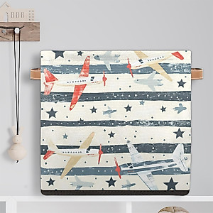 Tablerazzi Cute Airplane Cube Storage Bin, 13 Inch Collapsible Fabric Storage Cube Bin, Foldable Cube Baskets for Shelf, Closet, Organizer