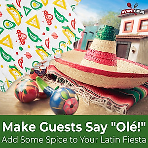 Fun, Fiesta Style 12in Deli Paper 50 Ct. Greaseproof, Microwave-Safe Mexican Themed Tissue Great for Burrito Wrappers or Nacho Basket Liners. Southwest Party Supplies for Cinco de Mayo Celebration