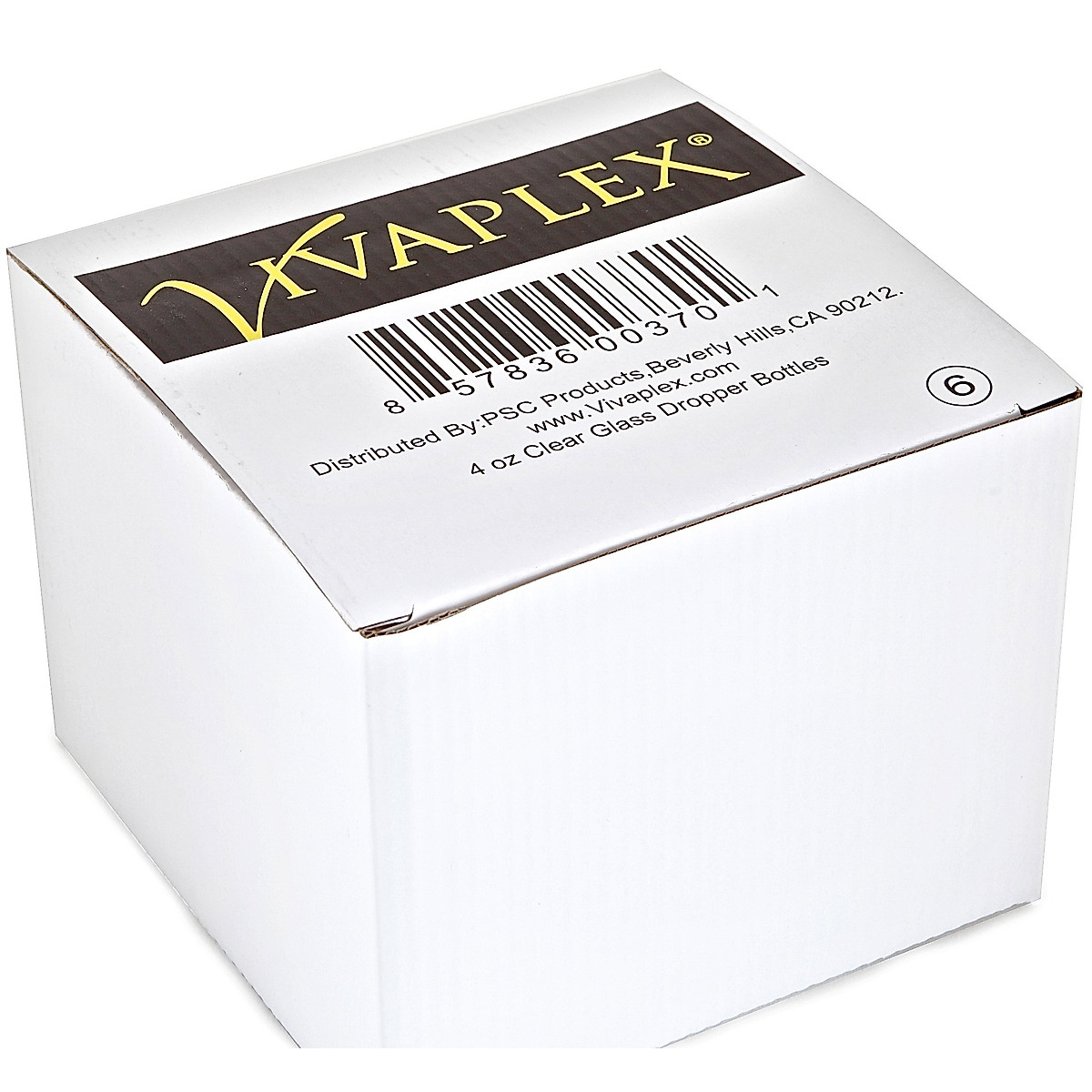 Vivaplex, 6, Clear, 4 oz Glass Bottles, with Glass Eye Droppers