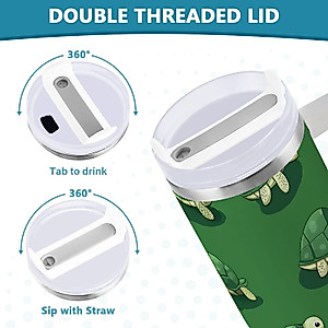 ALAZA Cute Cartoon Turtles 40 oz Tumbler Water Bottle with Straw Lid and Handle,Reusable Insulated Stainless Steel Cup for Women Men Travel Car Cup Holder