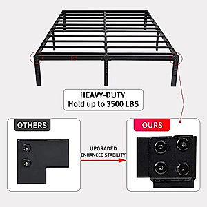 Wulanos California King Size Bed Frame with Steel Slats Support, Sturdy and Durable, 14 Inch High 3500lbs Heavy Duty Metal Platform Frames, No Box Spring Needed, Noise-Free