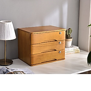 YUZDNM Desktop Storage Box - Desktop File Cabinet Organizers, with Lockable Drawers Flat File Cabinet, Wooden Desktop Storage Cabinet, Office Supplies A4 Receipt File Organizer Box (Color : A)