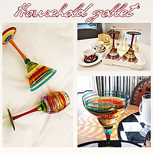 Colorful Painted Margarita Glass 270ml, Hand Painted Cocktail Glass Champagne Cup Margarita Wine Glasses for Birthday Wedding Daisy