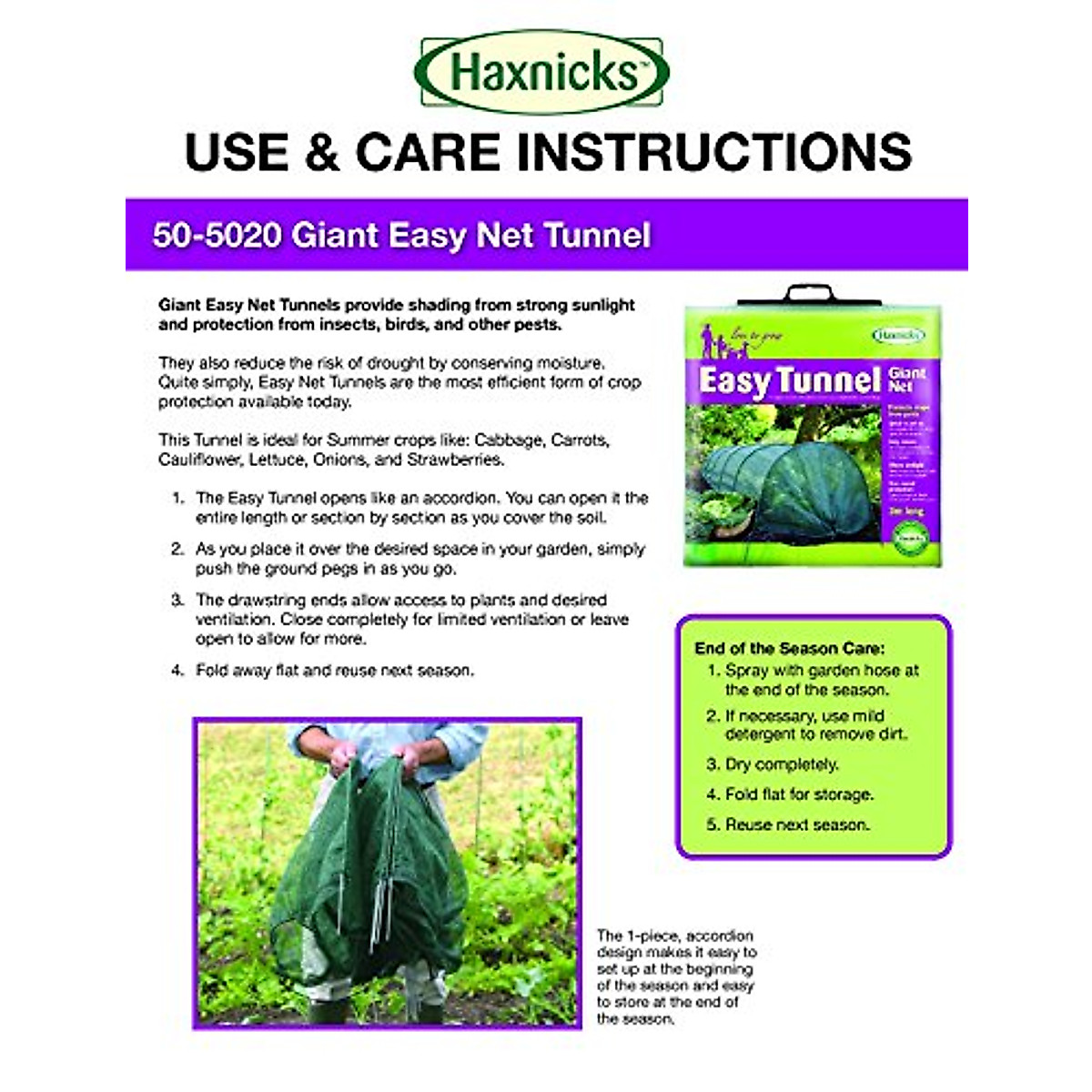 Tierra Garden 50-5020 Haxnicks Easy Shade Net Tunnel Garden Cloche, Giant