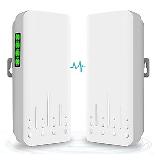 Wireless Bridge Point to Point Outdoor,5.8GHz 100Mkbps CPE Outdoor WiFi Network Extender, Long Range Access Point with High Gain Antenna for Starlink Satellite Internet or Video Surveillance 2-Pack