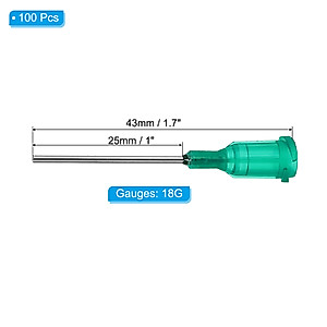 PATIKIL Blunt Tip Dispensing Needles 1 Inch, 100 Pcs 18G Industrial Liquid Dispenser Needle with Lure Lock for Refilling Liquid Inks Adhesive Glue