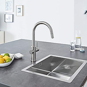 GROHE 31251DC2 Blue Water Filter Pull-Down Kitchen Faucet Supersteel (Stainless Steel)