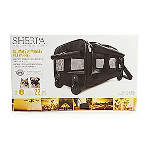 Sherpa Ultimate On Wheels Travel Pet Carrier, Airline Approved & Guaranteed On Board - Black, Large