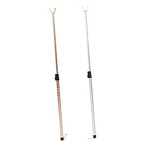 BESPORTBLE 2pcs Stainless Steel Retractable Clothesline Lightweight Curtains Clothesline Outdoor Extended Closet Pole DIY High Reach Garment Hook Coat Hanger Clothes Fork Pole Outrigger Cane