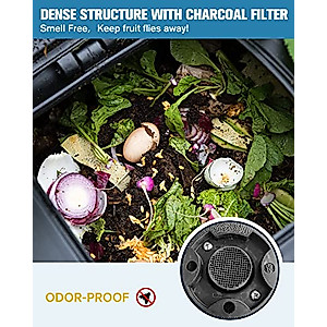 Insulated Compost Bin with Ventilation System - Quickly Composting All Year Round,A Reservoir at The Bottom Design to Collect The Leachate (30 Gal,Black)