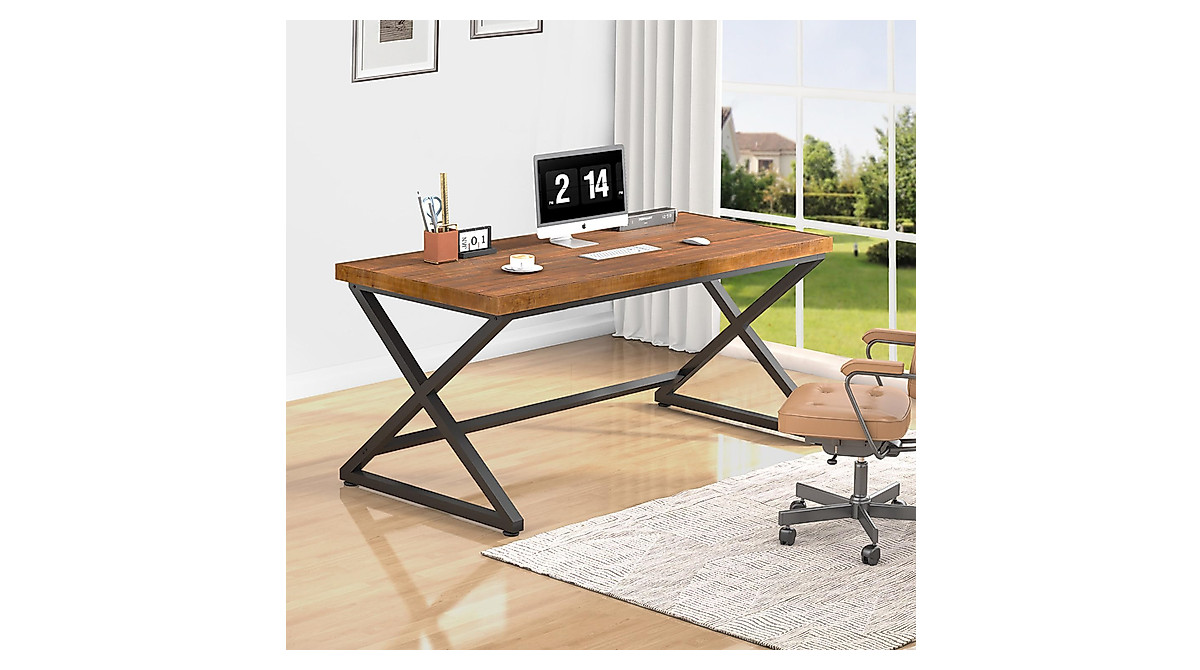 IBF 60” Rustic Solid Wood Desk for Home Office