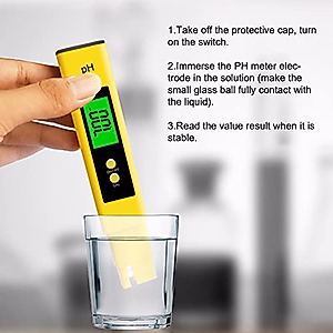 auons PH Meter Digital PH Tester for Water Hydroponics 0.01 High Accuracy Water Quality Tester Pen 0-14 PH Measurement Range for Household Drinking, Pool, Aquarium, Spa